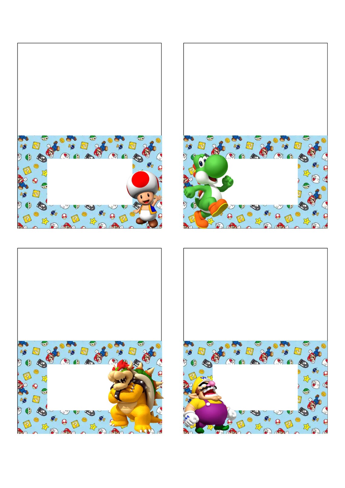 12 SUPER MARIO Party Place Cards Food Labels Tents INSTANT - Etsy