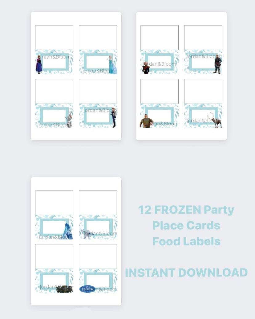 Frozen Table Name Cards