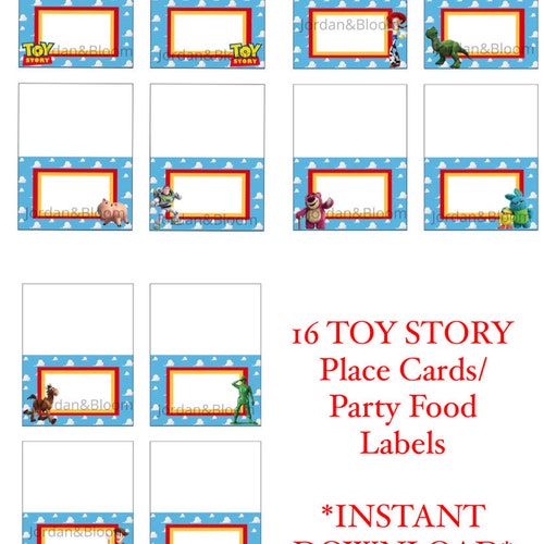 Toy Story Food Labels Toy Story Food Cards Instant Download - Etsy