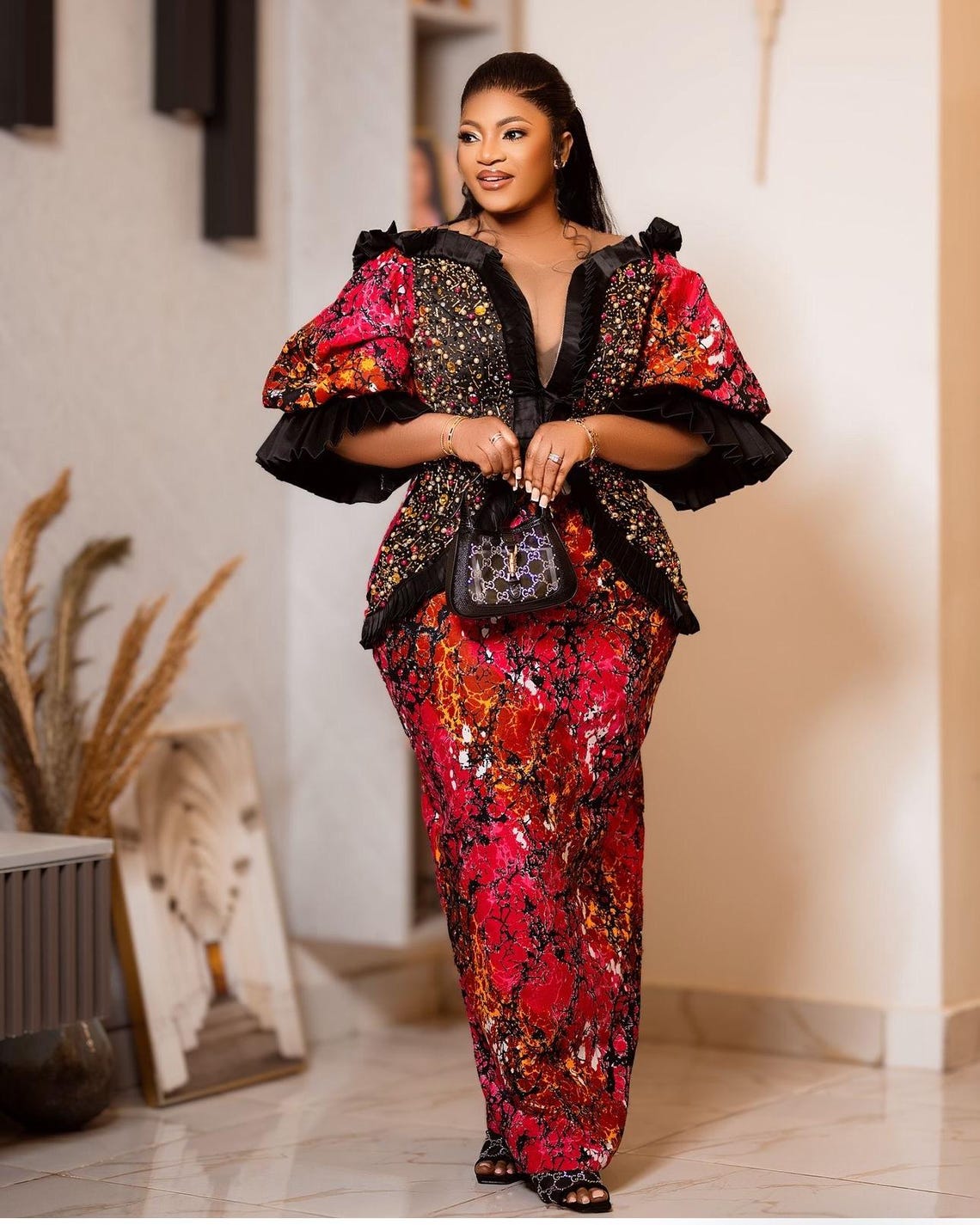 African Print Peplum Dress, Ankara Classy Gown, African Clothing ...
