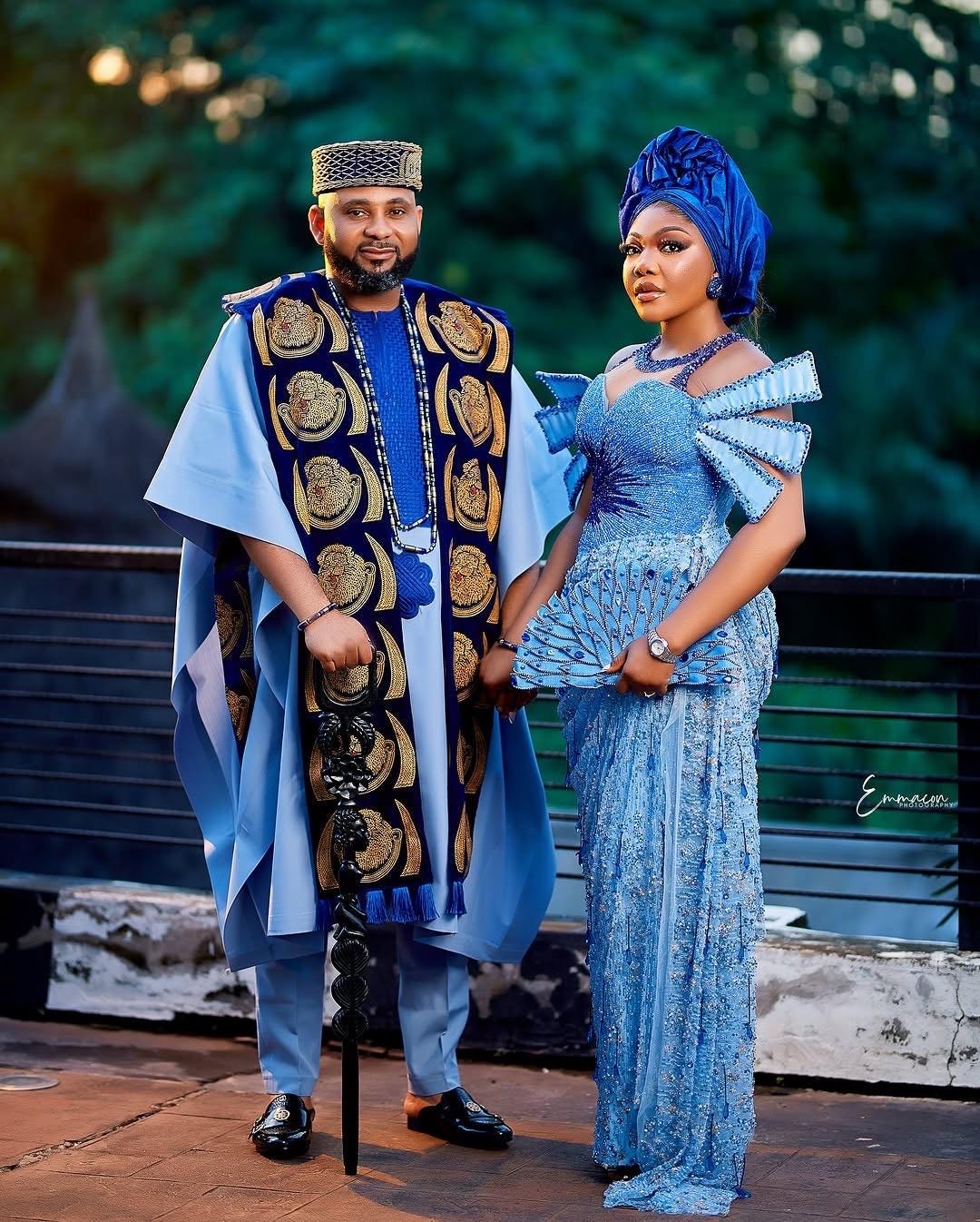 Luxury Igbo Couple Royalty Outfit, African Couple Isi Agu Wedding Outfit, Couple Matching ...