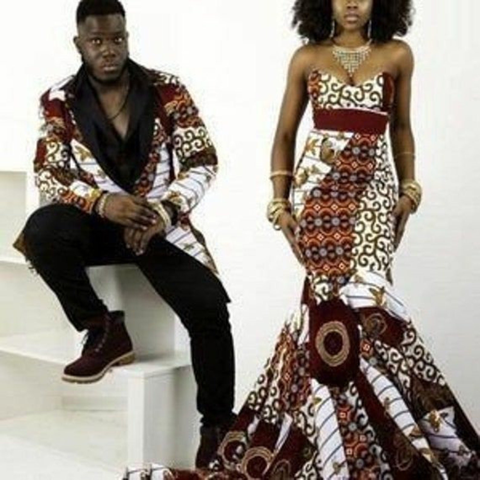 Couple African Royalty Outfit African Couple Engagement - Etsy