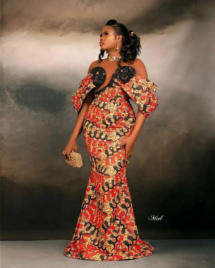Custom African Print Bridal Dress, Ankara Dress, African Print, African ...