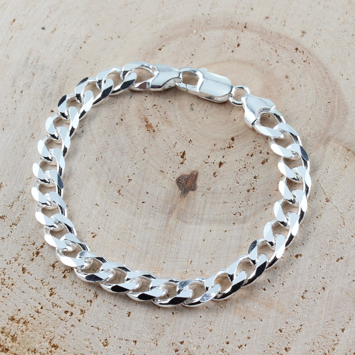 925 Sterling Silver Chain Bracelet Flat Curb Classic + Free Gift Bag ...
