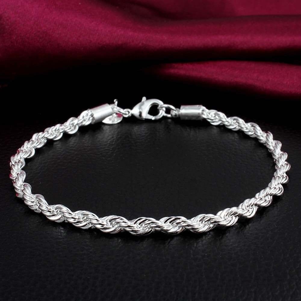 Womens 925 Sterling Silver Rope Chain Bracelet - Etsy