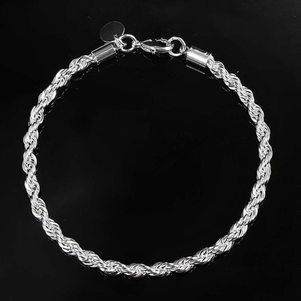 Womens 925 Sterling Silver Rope Chain Bracelet - Etsy