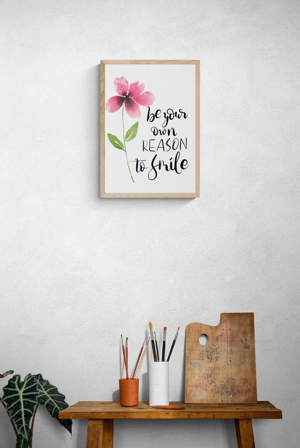 Watercolor Pink Flower Wall Art Printable - Etsy