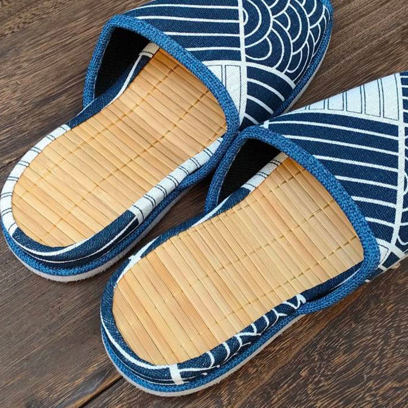 Bamboo Insole Slippers Japanese Plaid Design - Etsy Australia