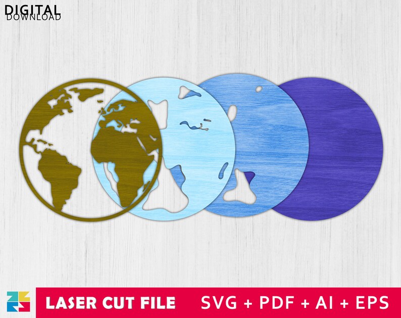 Glowforge Svg Files for Dxf Multilayer Svg World Globe Laser - Etsy