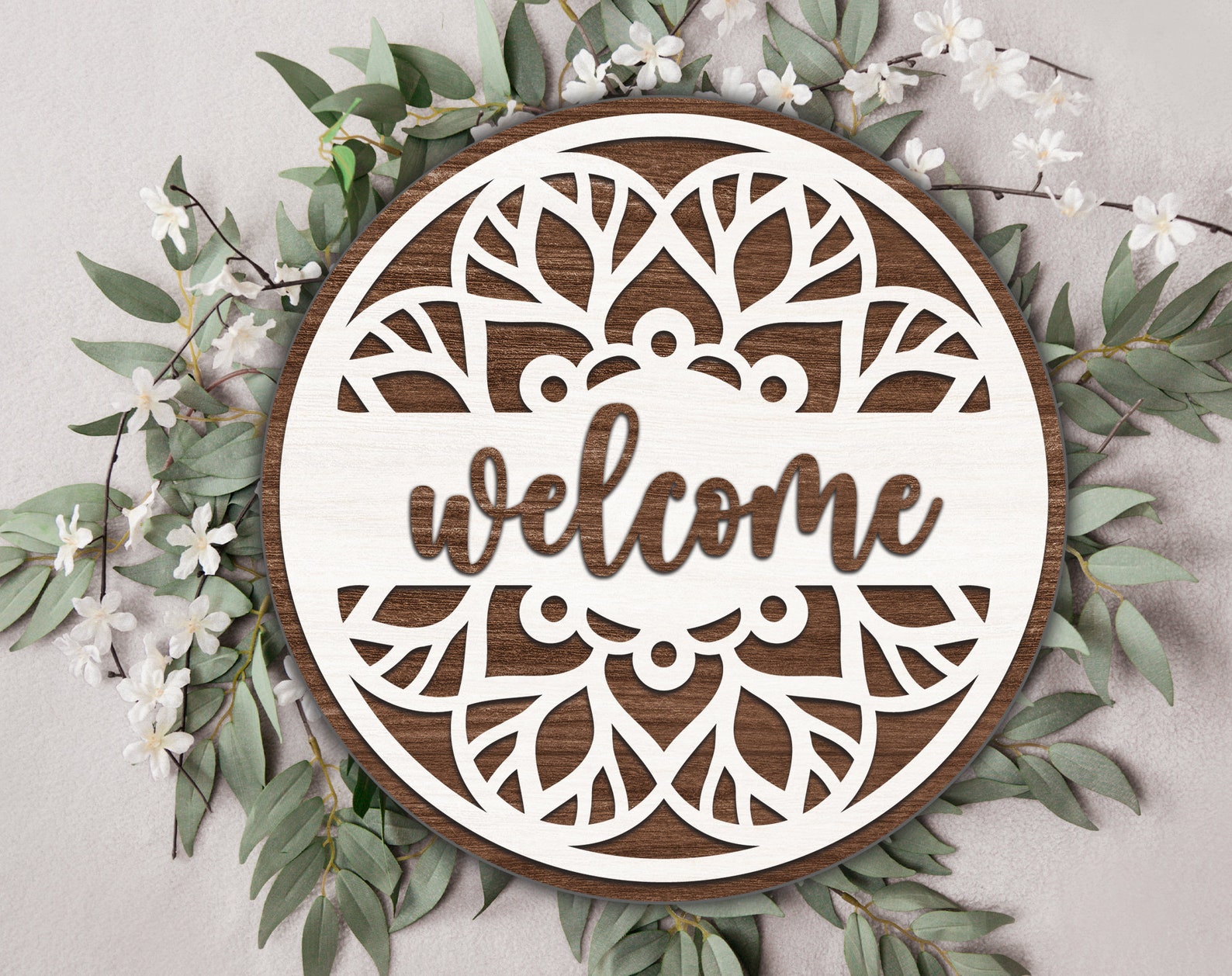 Welcome Sign SVG Glowforge File Door Hanger Svg Front Door - Etsy