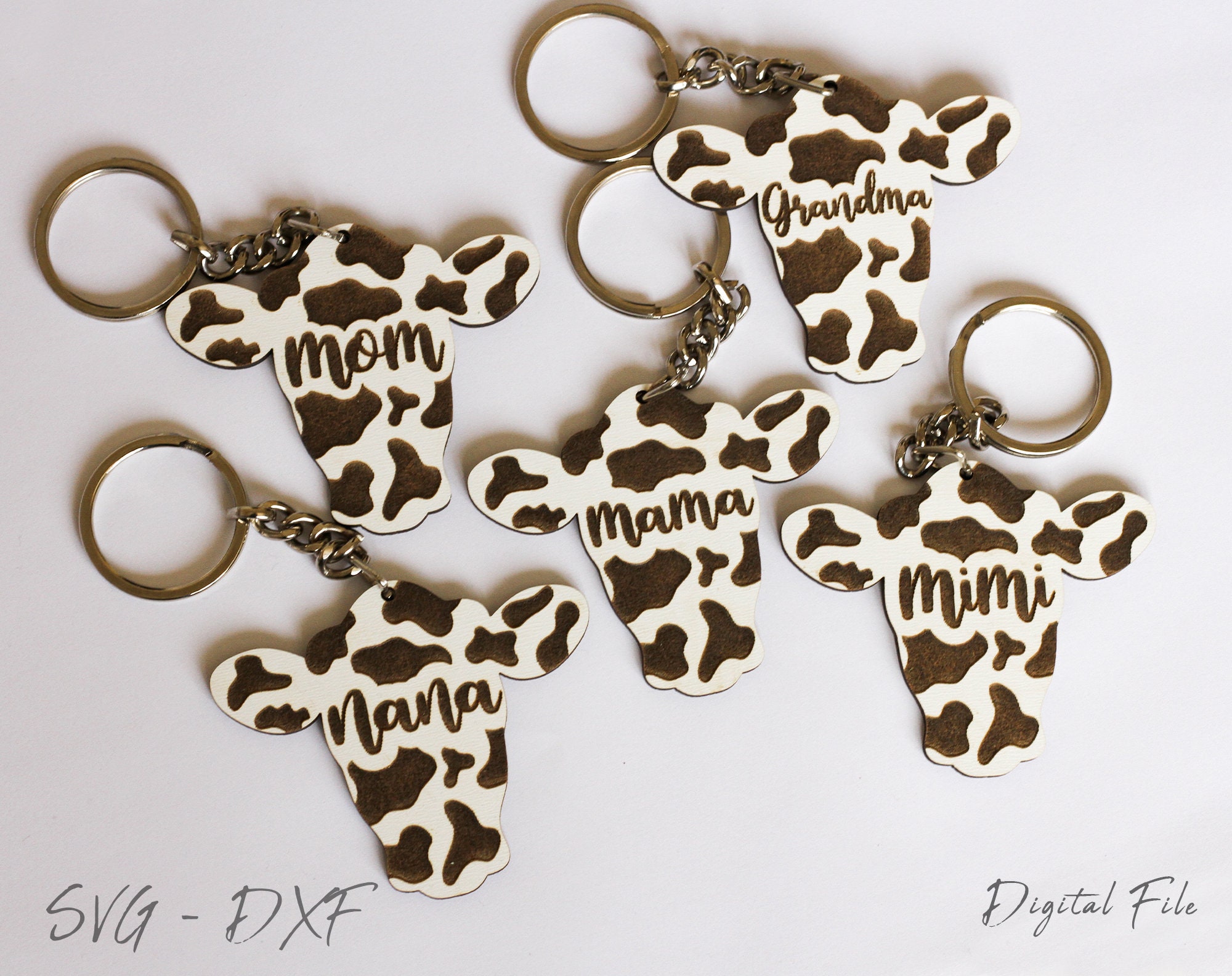 Cow Keychain SVG L Glowforge Keychain Files L Laser Cut Files - Etsy