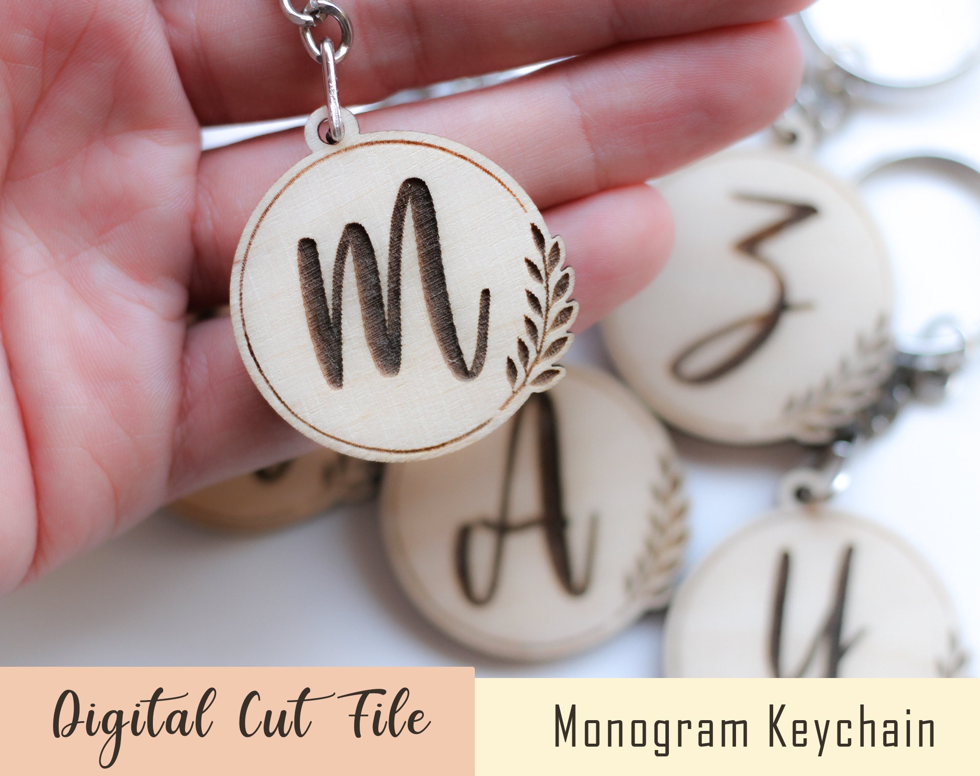 Monogram Keychain SVG L Glowforge Files L Glowforge Ornament L - Etsy