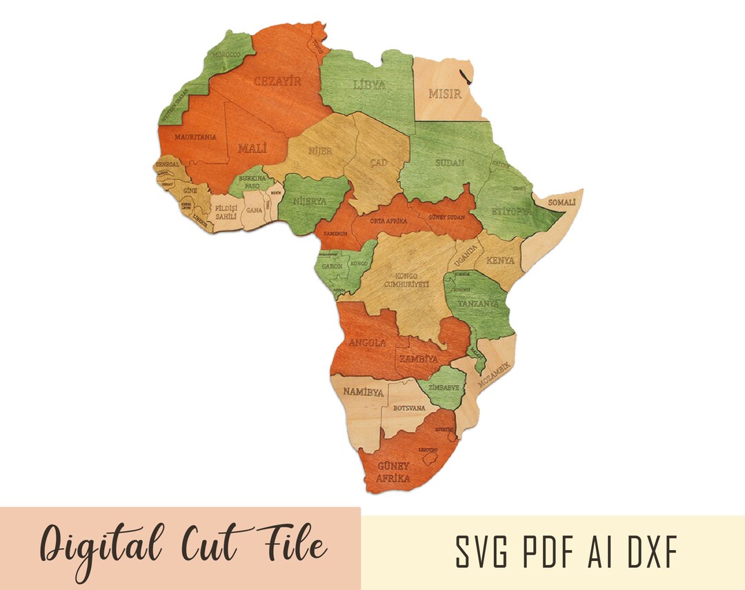 Africa Map for Laser Cutting. World Map SVG. EPS AI Africa - Etsy Canada