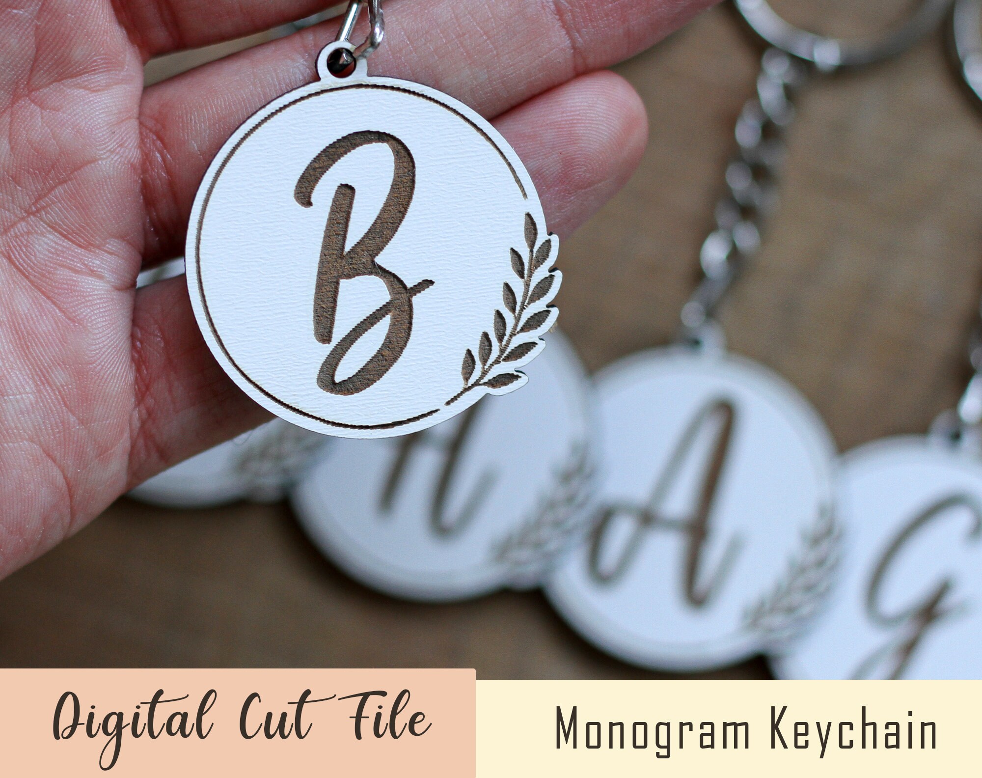 Monogram Keychain SVG L Glowforge Files L Glowforge Ornament L - Etsy