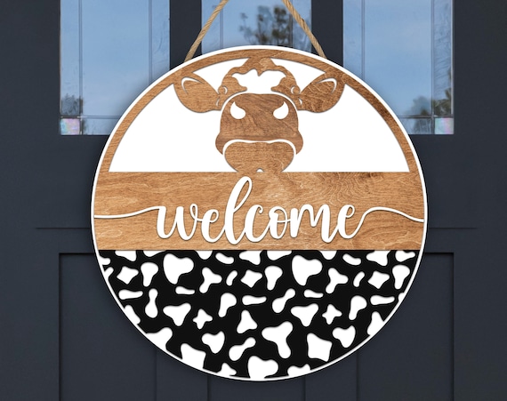 Farmhouse SVG Cow Welcome Sign Glowforge Svg Files Laser - Etsy