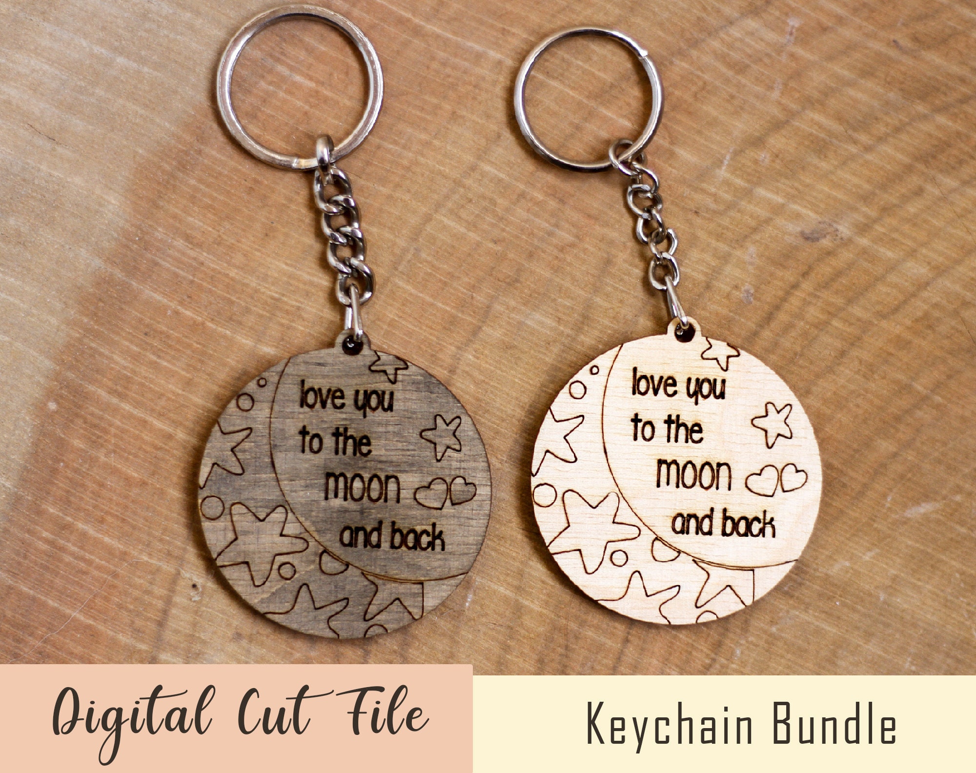 Glowforge Keychain Svg Moon Keychain Svg Laser Love You to - Etsy