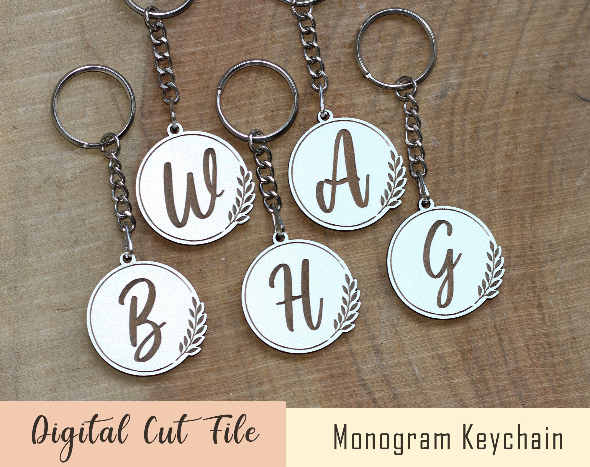 Monogram Keychain SVG L Glowforge Files L Glowforge Ornament L - Etsy
