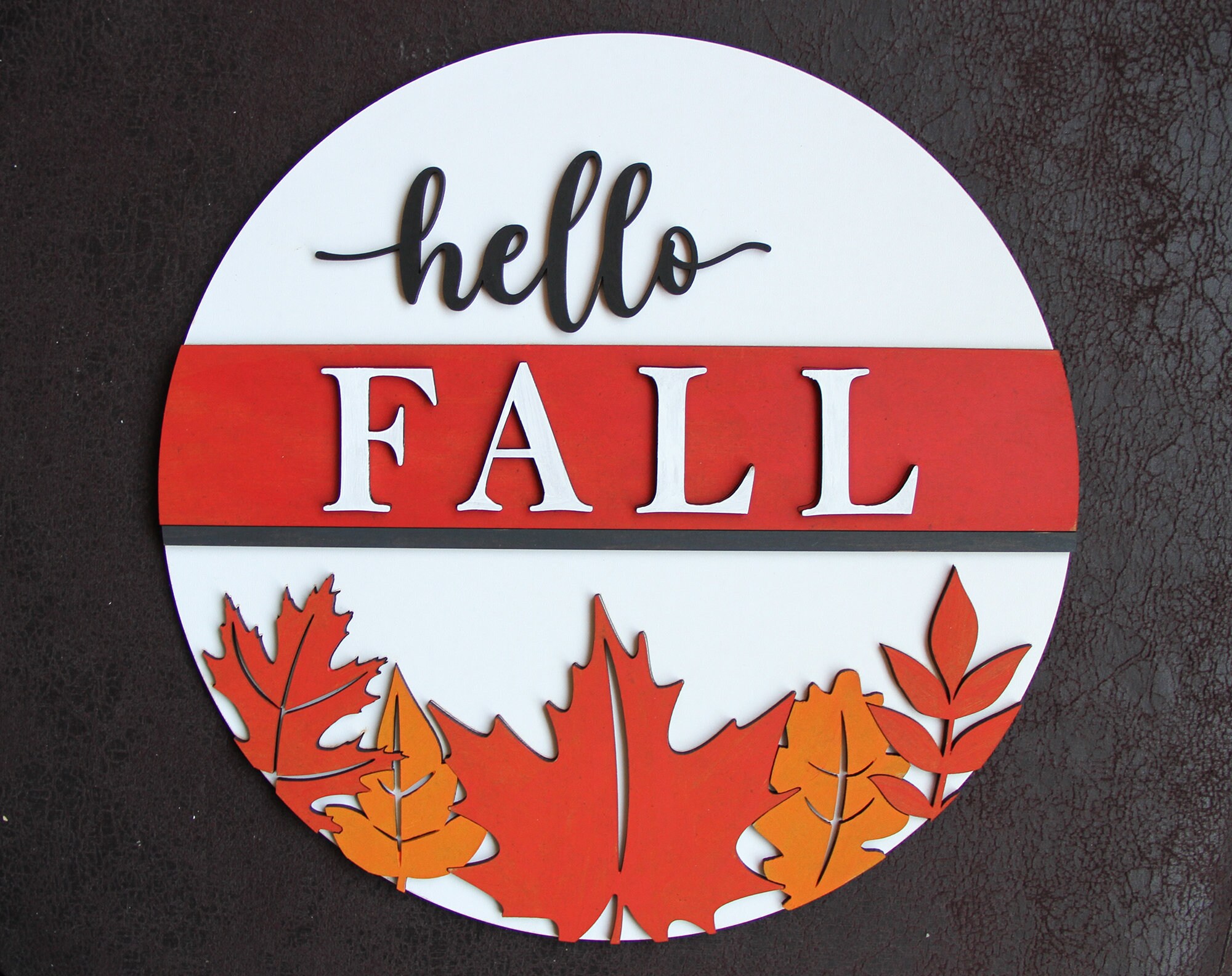 Fall Laser Cut Files Round Sign Svg Plaid Hello Fall Svg Door Hanger ...