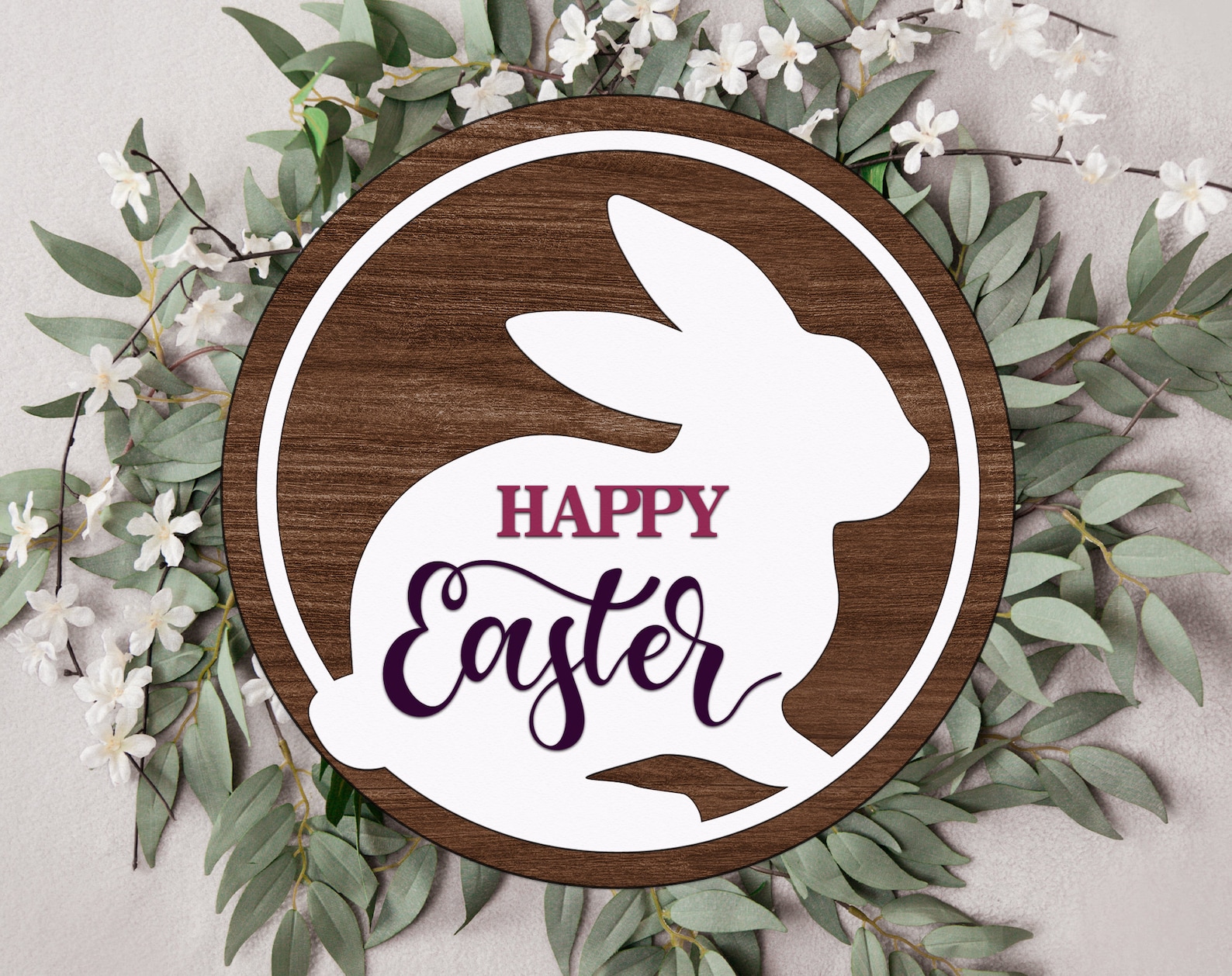 Happy Easter Sign, Cute Easter Bunny, SVG Laser File Cut Glowforge ...