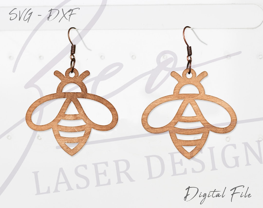 Bee Earring SVG, Bumble Bee Earring Glowforge Cut File, Farm Animals ...