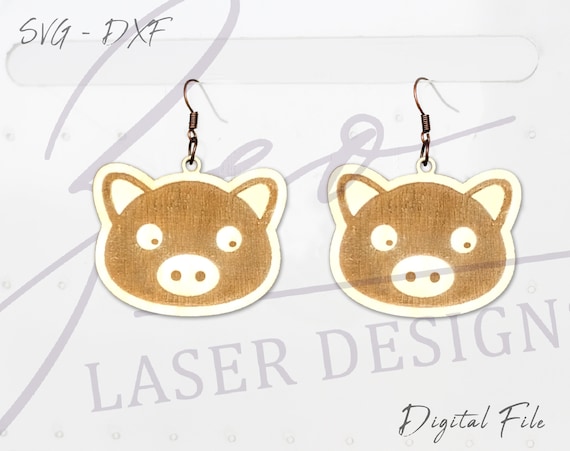 Cute Pig Earring SVG L Laser Cut Files L Glowforge Earrings L - Etsy