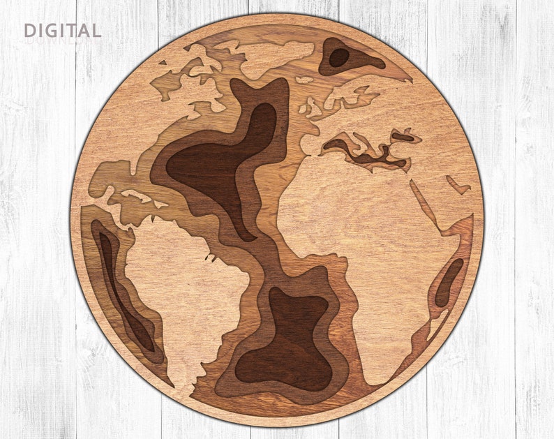 Glowforge Svg Files for Dxf Multilayer Svg World Globe Laser - Etsy