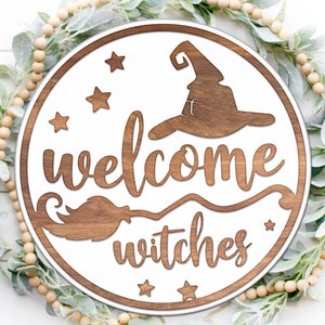 Welcome Witches Sign SVG, Glowforge Halloween Door Decor (laser Cut ...