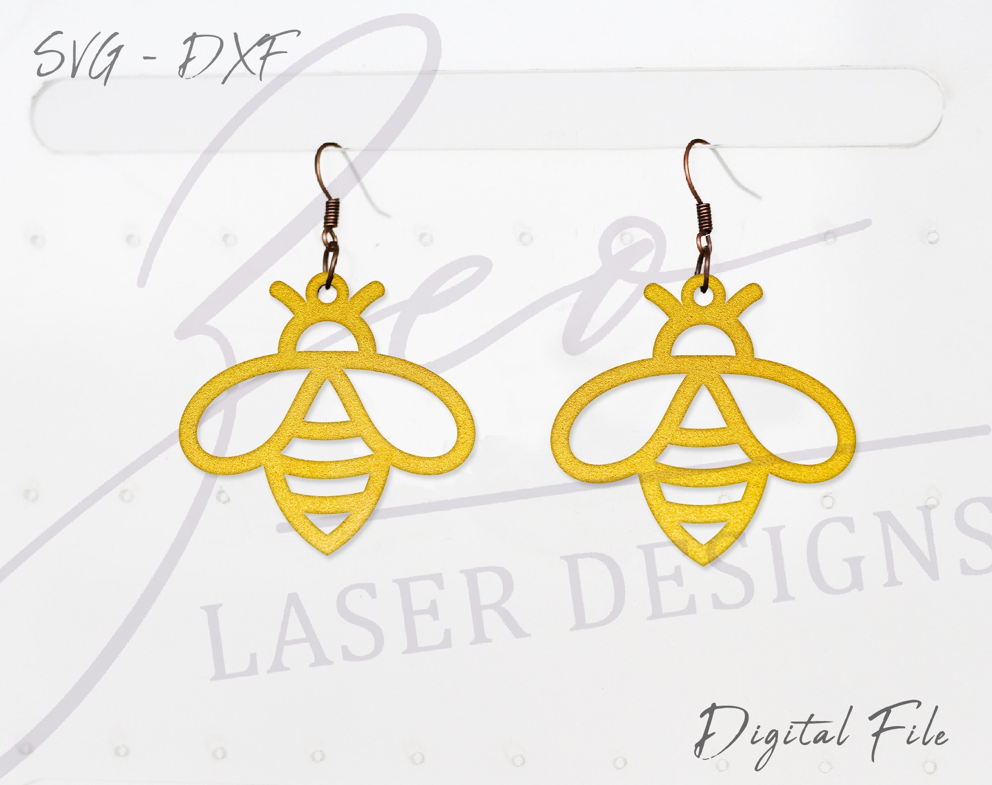 Bee Earring SVG Bumble Bee Earring Glowforge Cut File Farm - Etsy