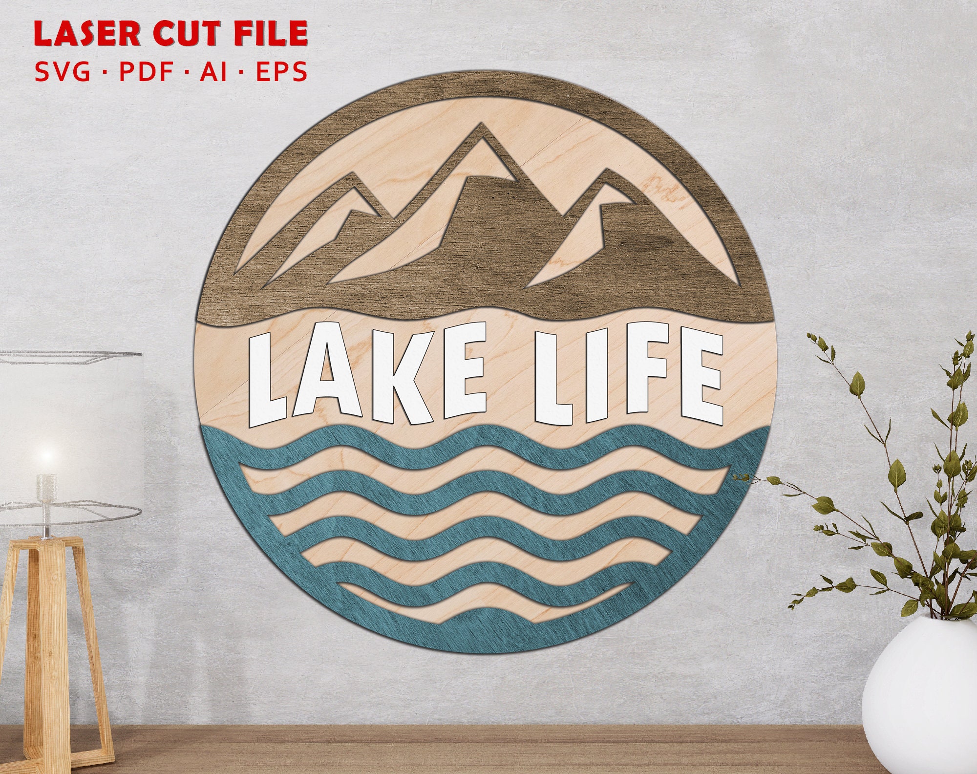 Lake Life Sign SVG L Glowforge SVG File L Laser Cut Files DXF | Etsy