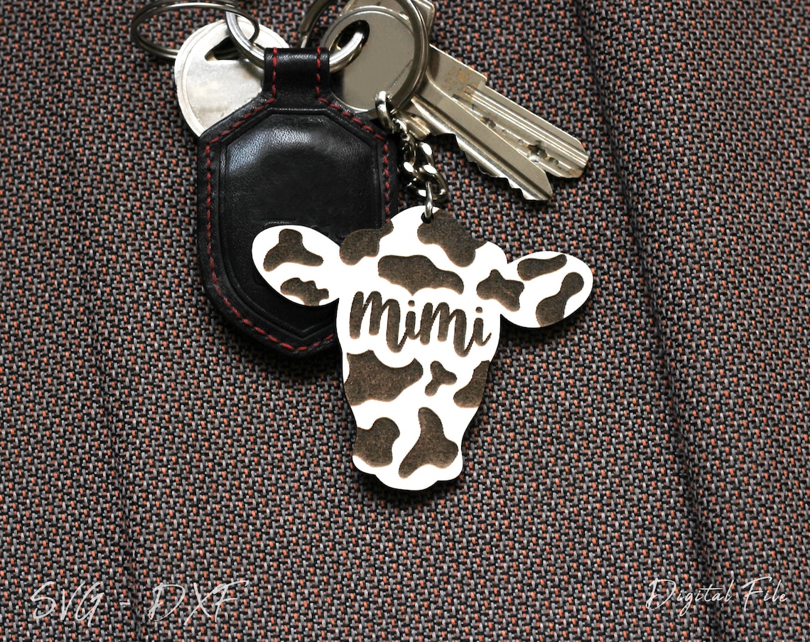 Cow Keychain SVG L Glowforge Keychain Files L Laser Cut Files - Etsy
