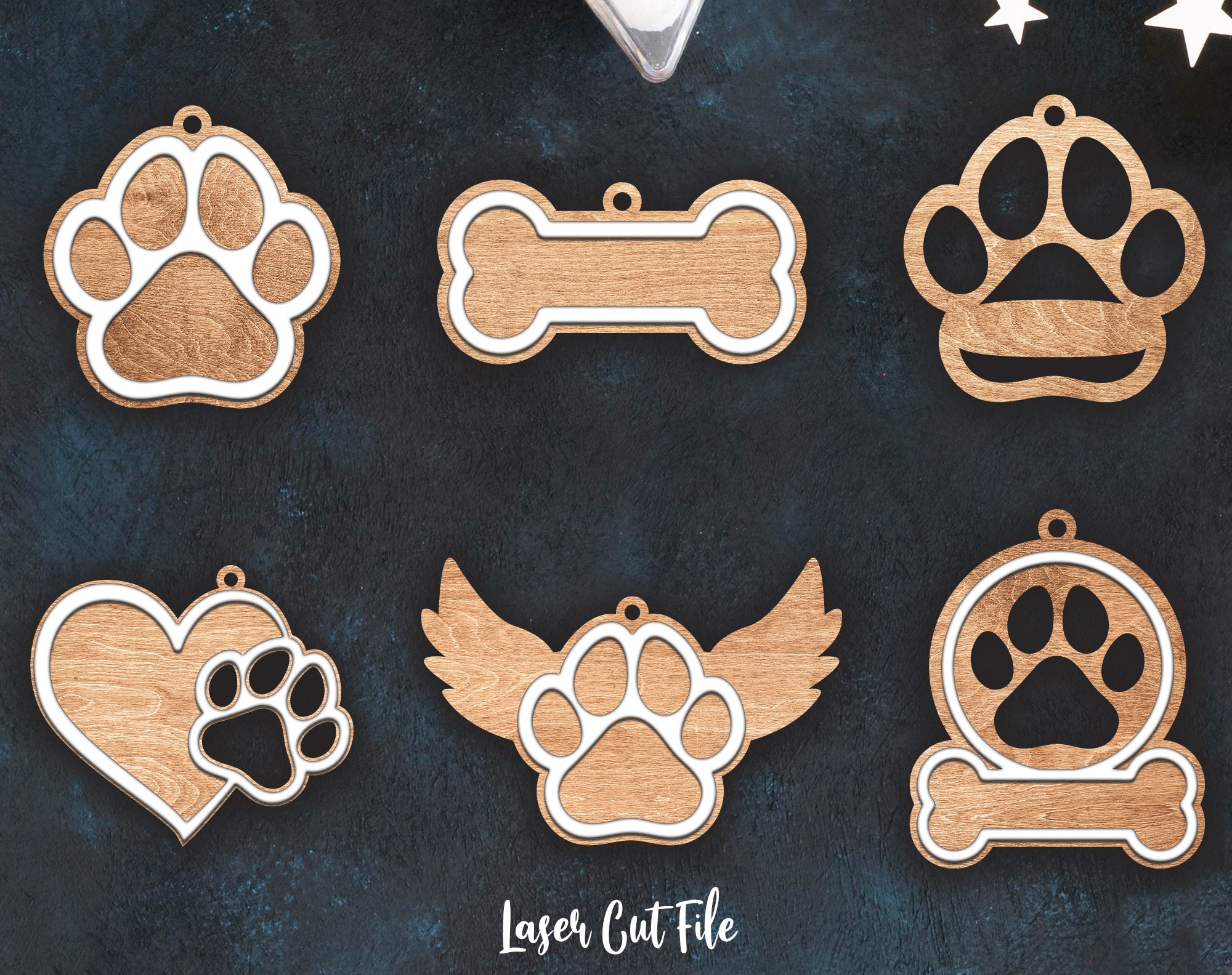 Dog Paw Ornaments SVG Christmas Ornament File Glowforge SVG - Etsy ...