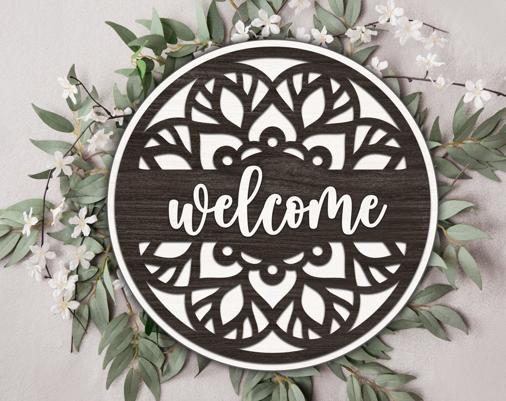 Welcome Sign SVG Glowforge File Door Hanger Svg Front Door - Etsy