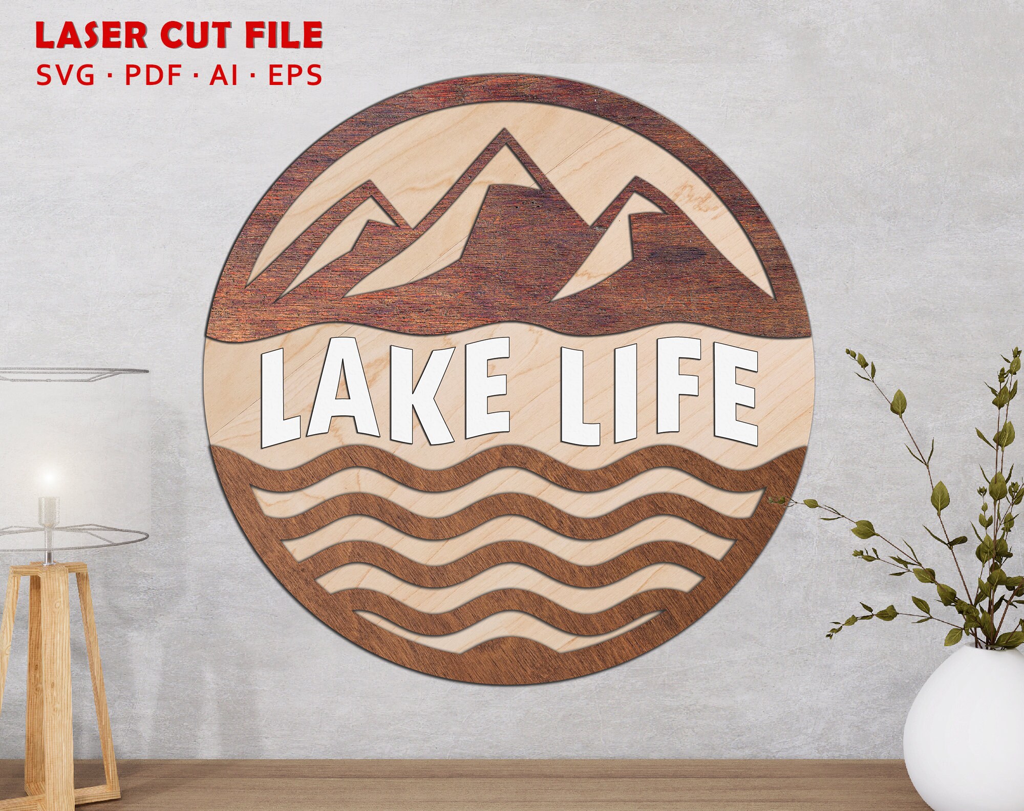Lake Life Sign SVG L Glowforge SVG File L Laser Cut Files DXF | Etsy