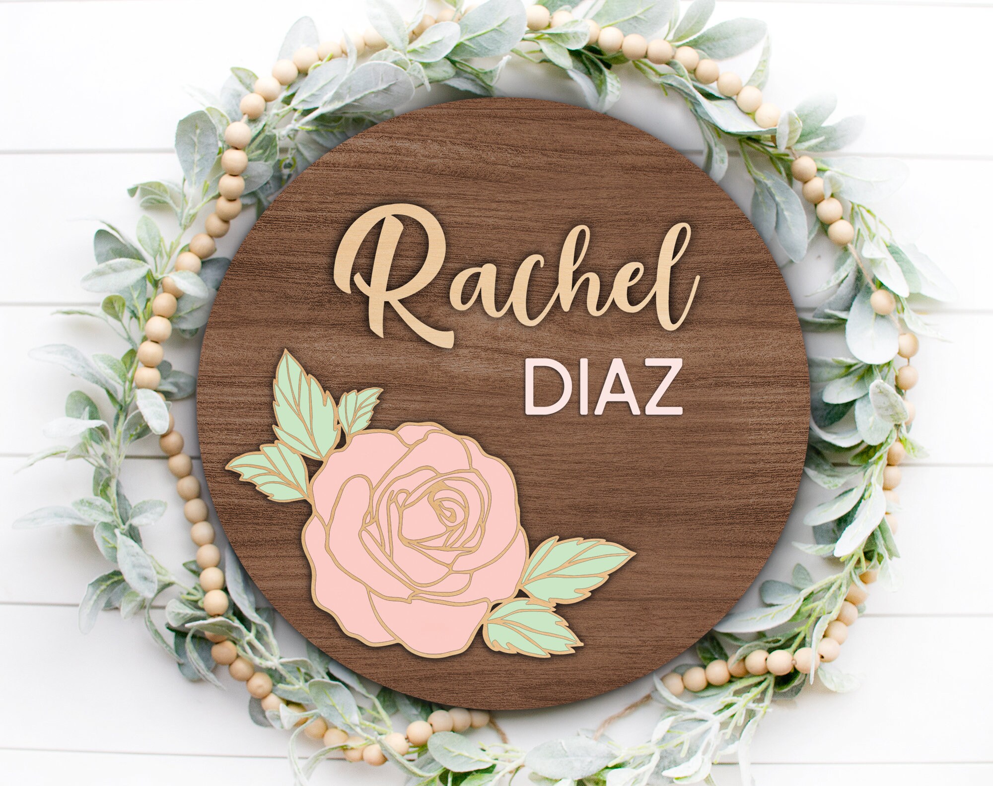 Nursery Name Sign SVG, Files for Glowforge, Rose File, Laser File, Baby ...