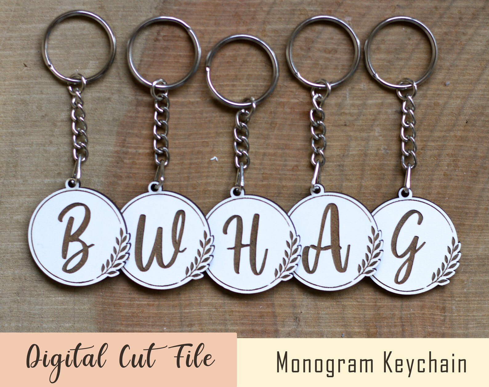 Monogram Keychain SVG L Glowforge Files L Glowforge Ornament L - Etsy