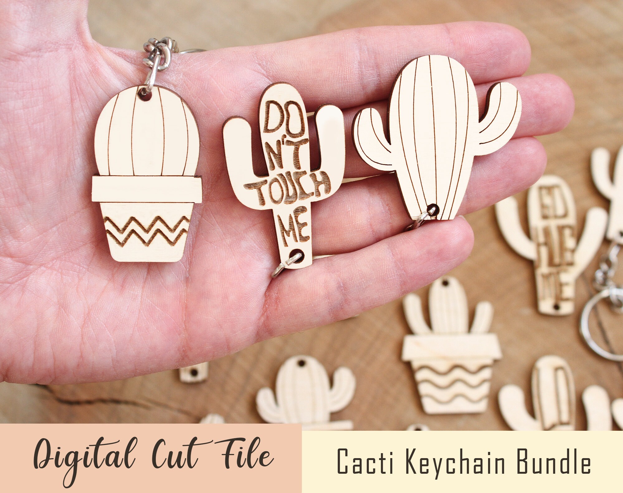 Cacti Keychain Bundle SVG 16 Design Glowforge Keychain Svg - Etsy