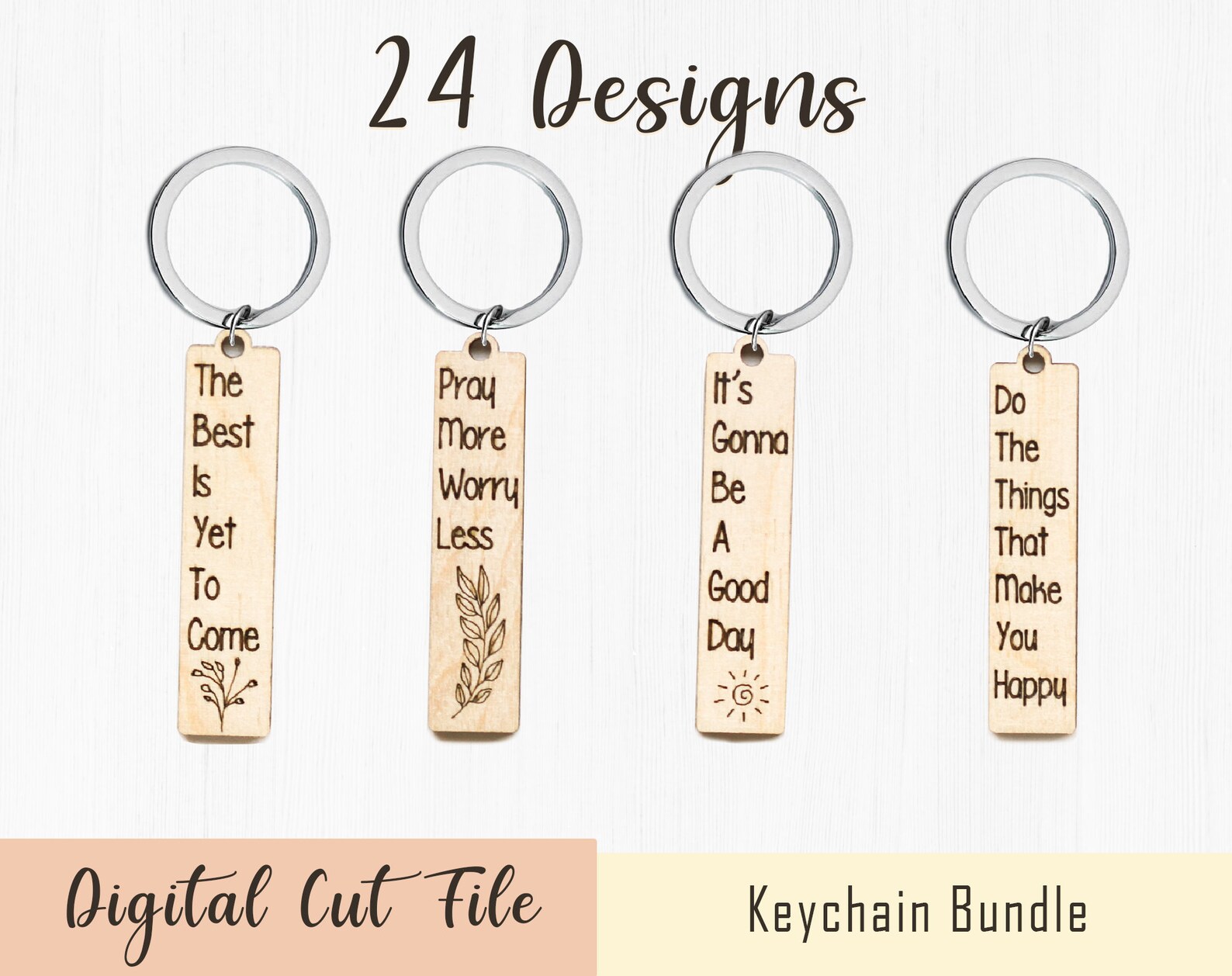 24 Motivational Keychain SVG Glowforge Files Inspirational - Etsy