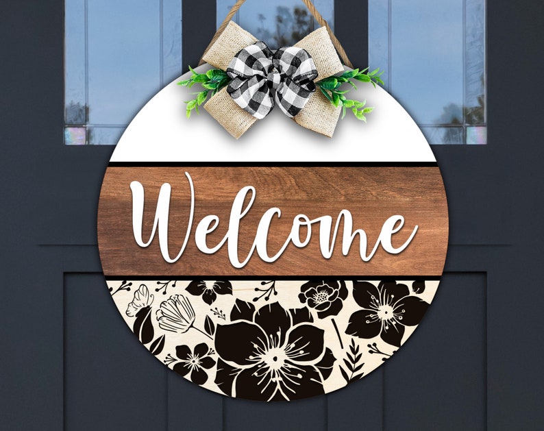 Flower Welcome Sign SVG, Laser Cut Door Hanger File (digital Download ...