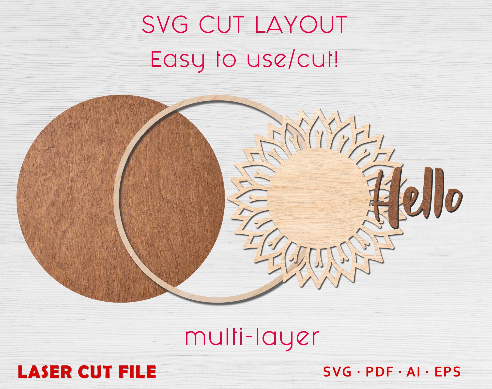 Glowforge Svg Files for Cricut Sunflower Laser Cut CNC Files - Etsy