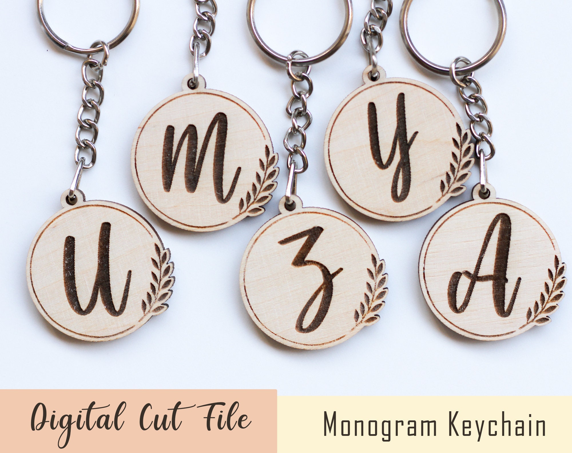 Monogram Keychain SVG L Glowforge Files L Glowforge Ornament L - Etsy