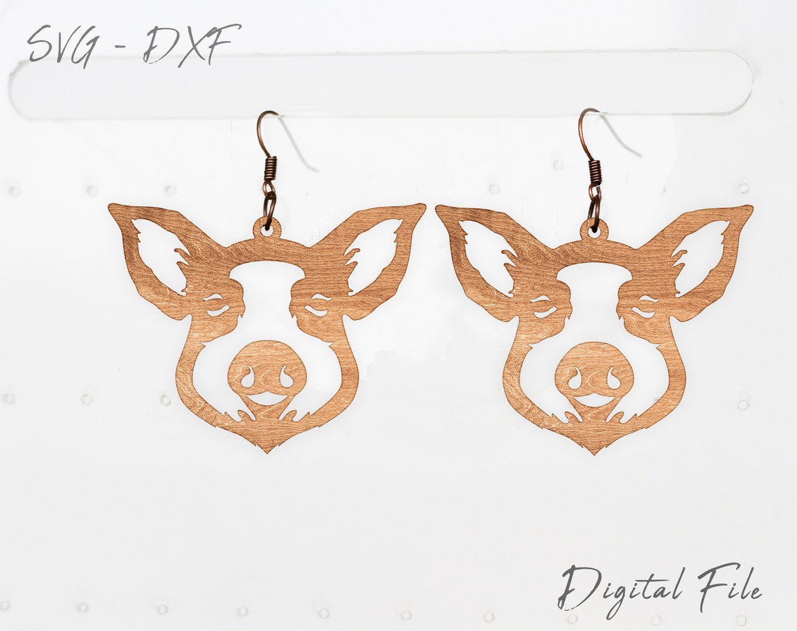 Pig Earrings SVG, Laser Cut Farm Animal Earring Files (digital Download ...
