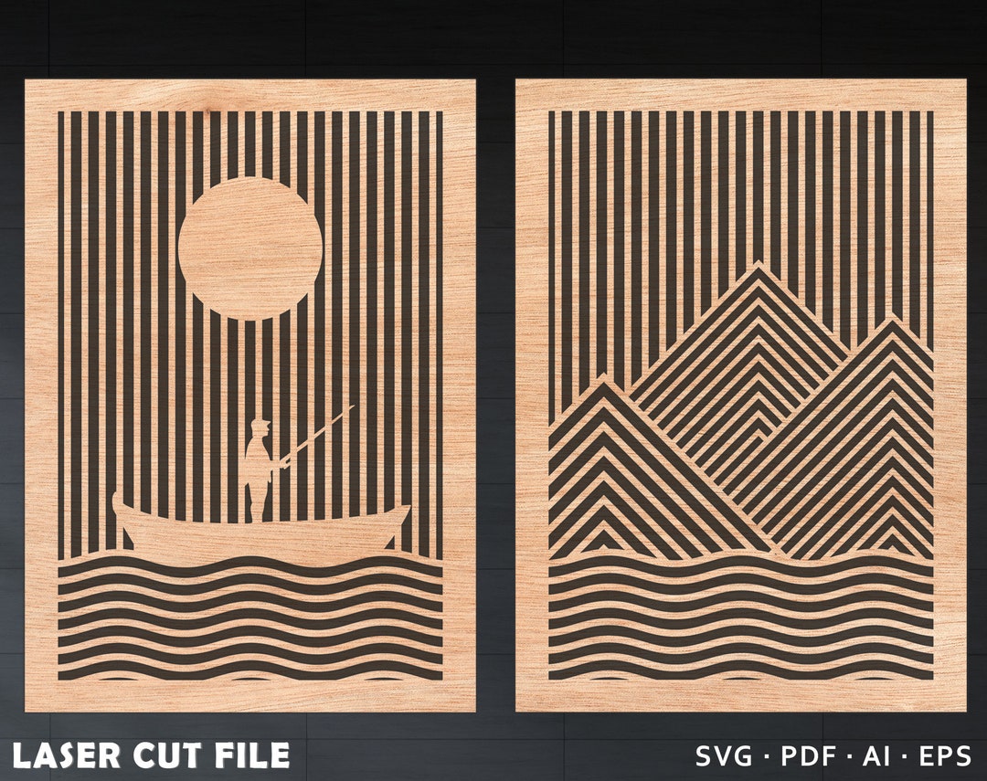 Lake Life Line Art SVG, Geometric Wood Wall Decor (laser Cut File) - Etsy