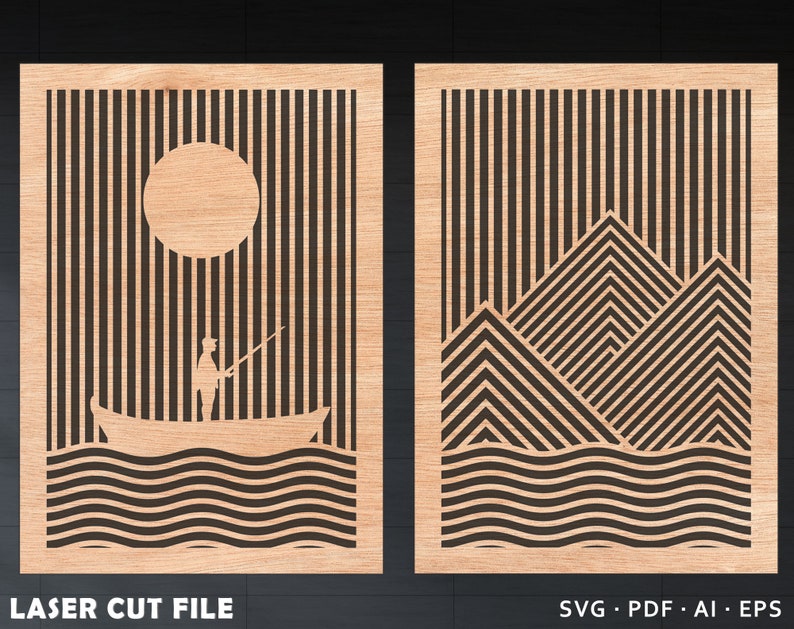 Lake Life L Wall Art SVG L Line Art Svg L Glowforge File L Modern Art ...