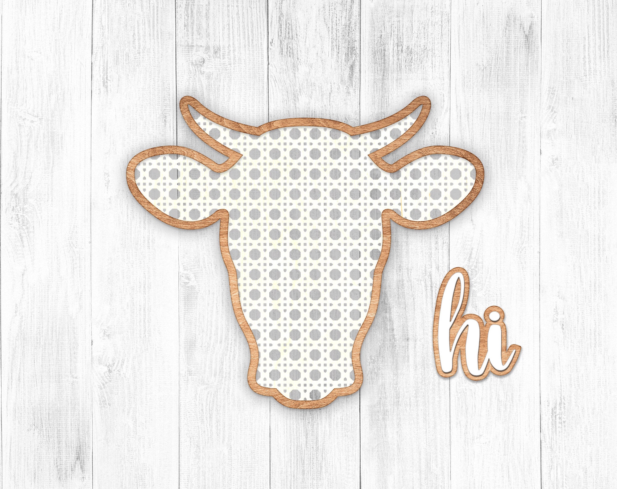 Rattan Cow Sign SVG L Boho Laser File L Glowforge Files L Dxf - Etsy