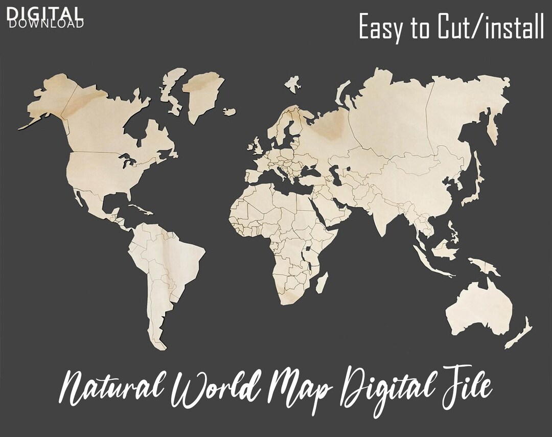 World Map File SVG I Glowforge Svg Files, World Map Laser Cut File ...