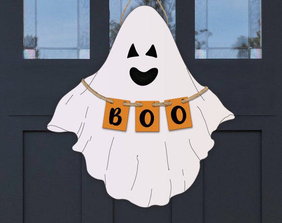 Ghost Door Sign SVG L Glowforge Halloween SVG Files L Laser - Etsy