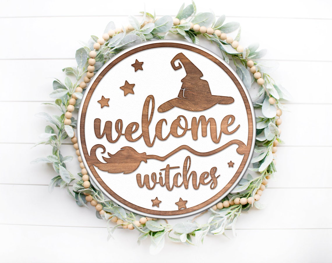 Welcome Witches Sign SVG I Glowforge Halloween Files L Witch - Etsy