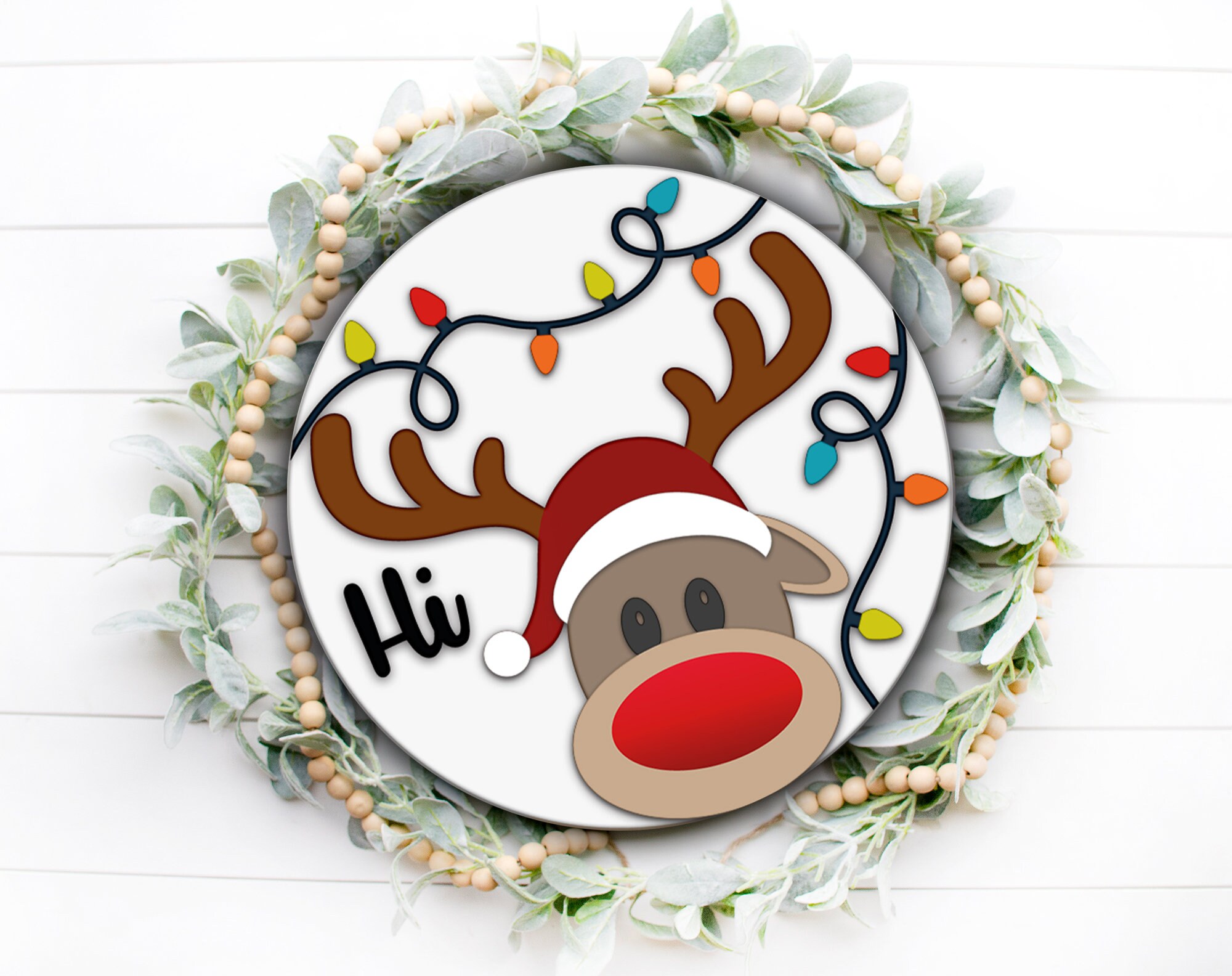 Reindeer Sign SVG, Christmas Light SVG, Door Hanger SVG, Christmas Door ...