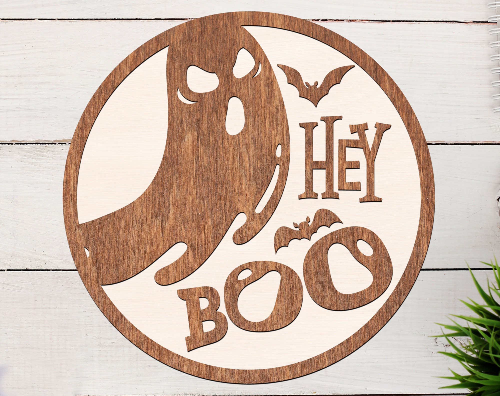 Hey Boo SVG halloween sign svg Glowforge svg files Laser | Etsy