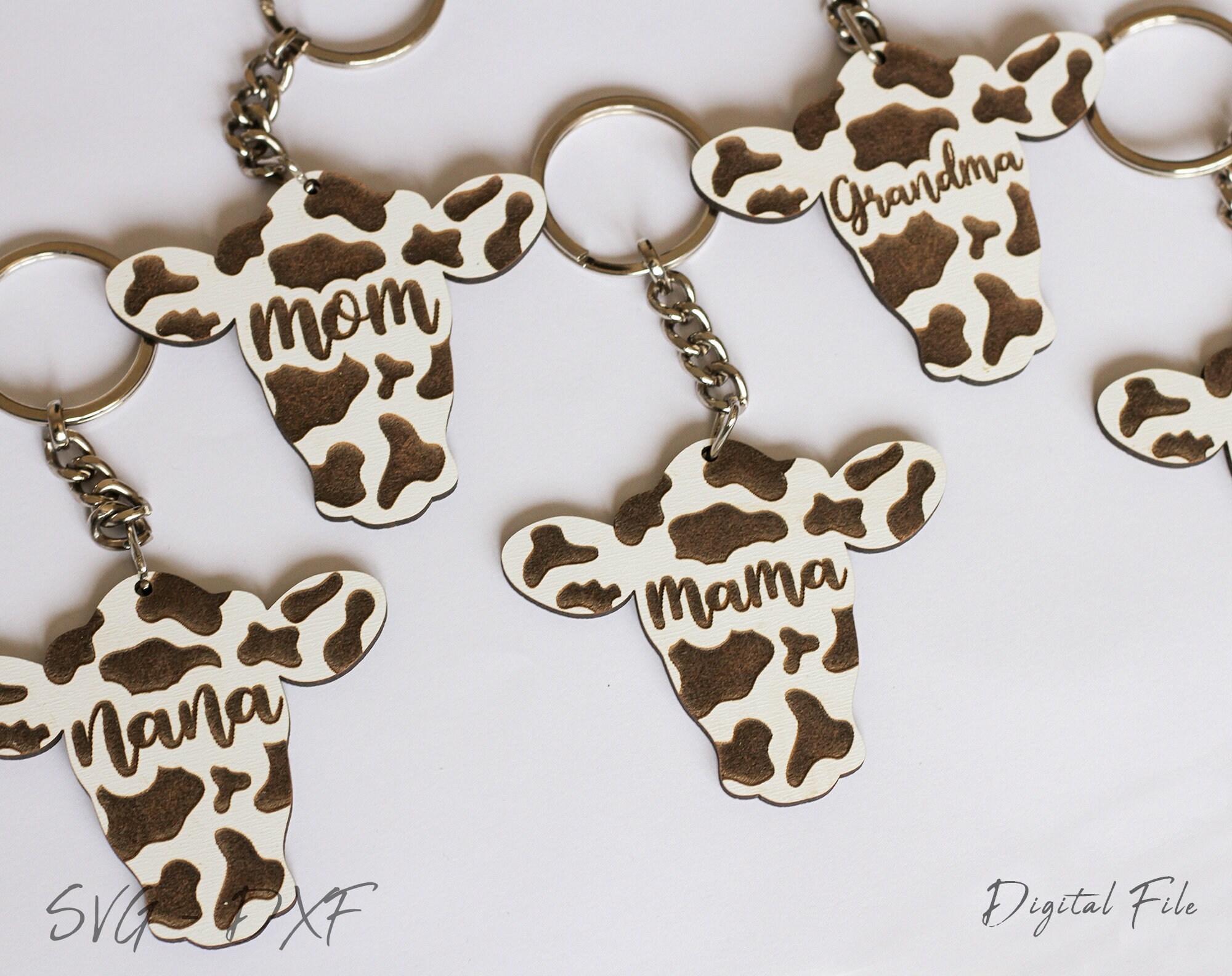 Cow Keychain SVG L Glowforge Keychain Files L Laser Cut Files - Etsy